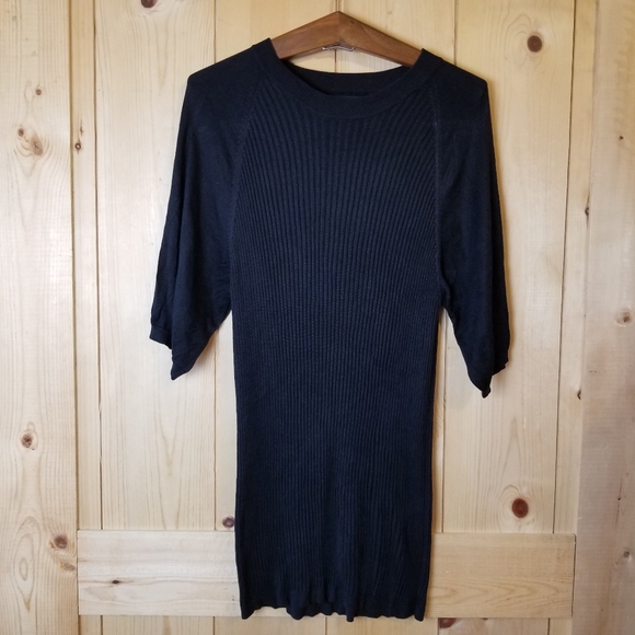 Murano | Sweaters | Vintage Y2k Murano Silk Black Ribbed Crewneck Short ...